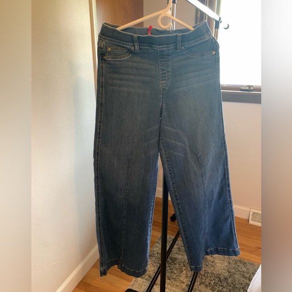 SPANX | Jeans | Spanx Blue Flare Wide Leg Jeans | Poshmark